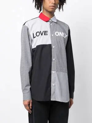 PORTS V Love Only Patchwork-design Shirt - Blue