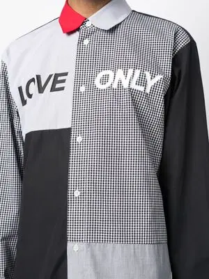 PORTS V Love Only Patchwork-design Shirt - Blue