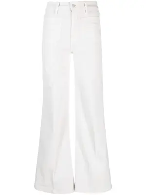 MOTHER Flared Cotton Trousers - White