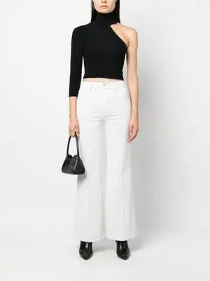 MOTHER Flared Cotton Trousers - White