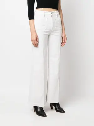 MOTHER Flared Cotton Trousers - White