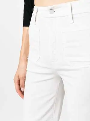 MOTHER Flared Cotton Trousers - White