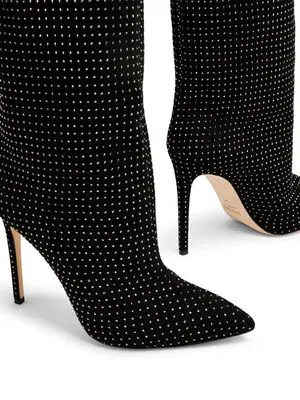 Paris Texas Holly 105mm Crystal-embellished Boots - Black