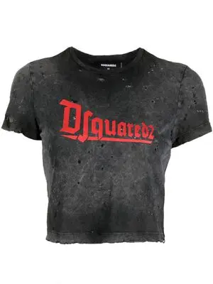 Dsquared2 Logo-print Faded Cotton T-shirt - Grey
