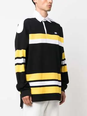 WALES BONNER Riff Organic Cotton Polo Shirt - Black