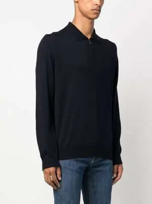 Corneliani Zip-up Virgin Wool Polo Shirt
