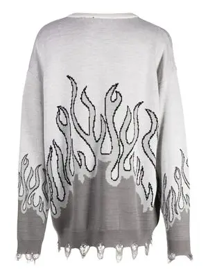 HACULLA. Distressed Flame-print Wool Jumper