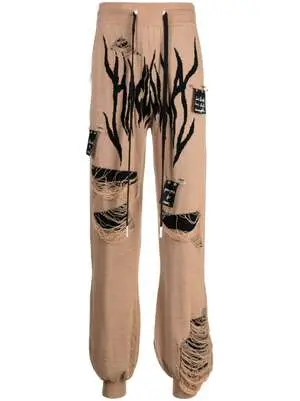 HACULLA. Distressed Knitted Track Pants - Brown