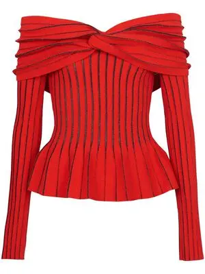 Balmain Knotted Off-shoulder Top