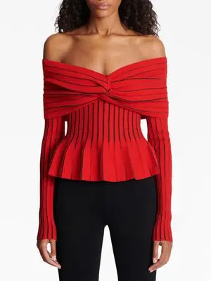 Balmain Knotted Off-shoulder Top