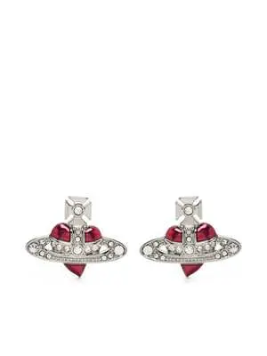 VIVIENNE WESTWOOD Diamante Heart Stud Earrings - Silver