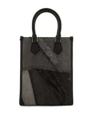 Dolce & Gabbana Logo-plaque Denim Tote - Black