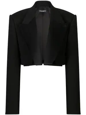 Dolce & Gabbana Velvet-effect Cropped Blazer - Black
