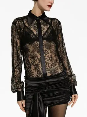 Dolce & Gabbana Chantilly Lace Shirt With Satin Details