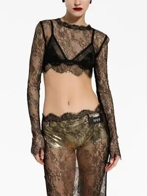 Dolce & Gabbana Sheer Lace Cropped Top