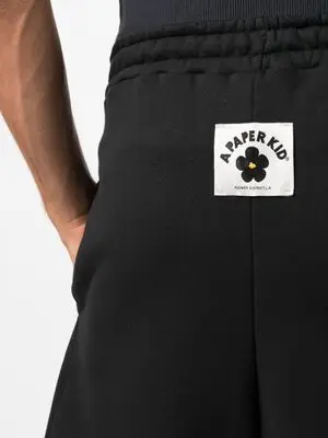 A PAPER KID Logo-patch Cotton Track Shorts