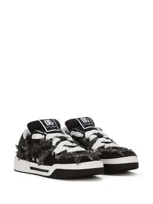 Dolce & Gabbana Roma Fray-trim Sneakers - Black