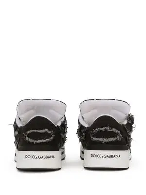 Dolce & Gabbana Roma Fray-trim Sneakers - Black