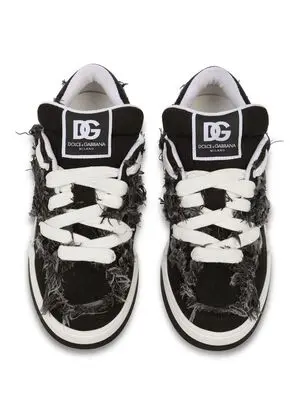 Dolce & Gabbana Roma Fray-trim Sneakers - Black