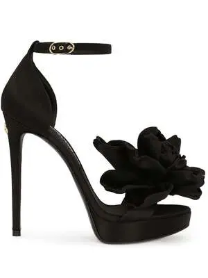 Dolce & Gabbana 105mm Keira Floral-appliqué Sandals - Black