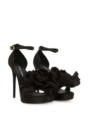 Dolce & Gabbana 105mm Keira Floral-appliqué Sandals - Black