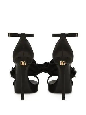 Dolce & Gabbana 105mm Keira Floral-appliqué Sandals - Black