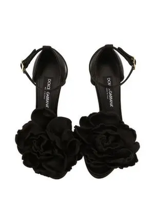 Dolce & Gabbana 105mm Keira Floral-appliqué Sandals - Black