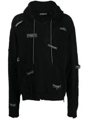 MOSTLY HEARD RARELY SEEN Logo-patches Knitted Hoodie - Black