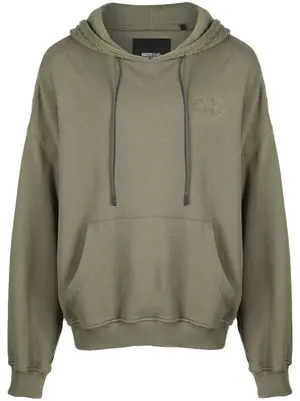 MOSTLY HEARD RARELY SEEN Logo-embroidered Panelled Hoodie - Green