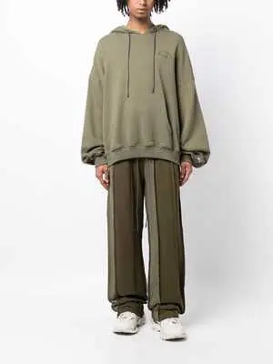 MOSTLY HEARD RARELY SEEN Logo-embroidered Panelled Hoodie - Green