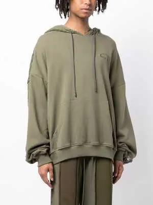 MOSTLY HEARD RARELY SEEN Logo-embroidered Panelled Hoodie - Green