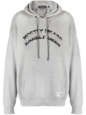 MOSTLY HEARD RARELY SEEN Logo-embroidered Hybrid Hoodie - Grey