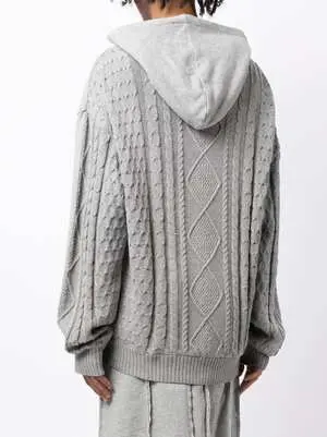 MOSTLY HEARD RARELY SEEN Logo-embroidered Hybrid Hoodie - Grey