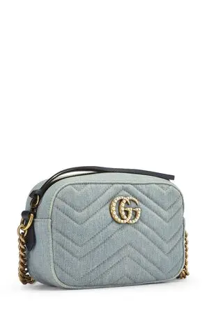 Gucci Denim Gg Marmont Crossbody Mini