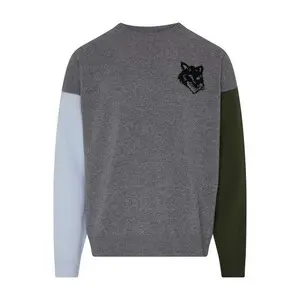 Maison Kitsuné Fow Head Intarsia Jumper Grey_melange_black