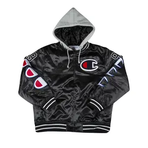 Supreme X Champion Hooded Varsity Jacket - Black