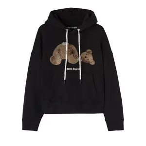 Palm Angels Sequined Bear Hoody - Black