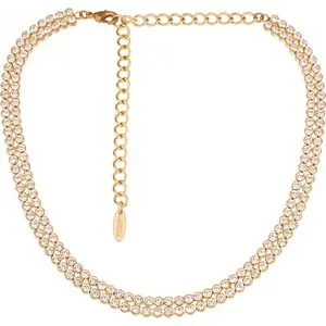 Ettika Dual Row Crystal Chain Choker - Gold