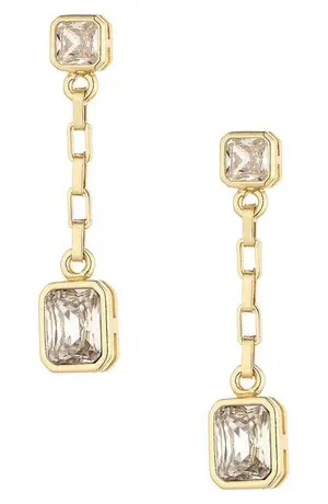 Ettika Rectangular Cubic Zirconia Chain Drop Earrings