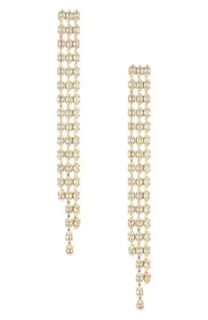 Ettika Crystal Fringe Linear Drop Earrings - Gold