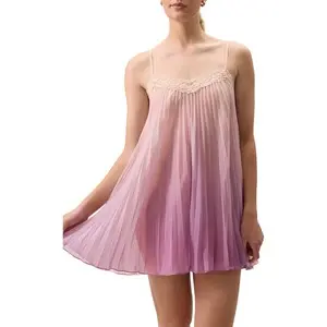 Rya Collection Lace Trim Pleat Chiffon Chemise - Orchid Blend