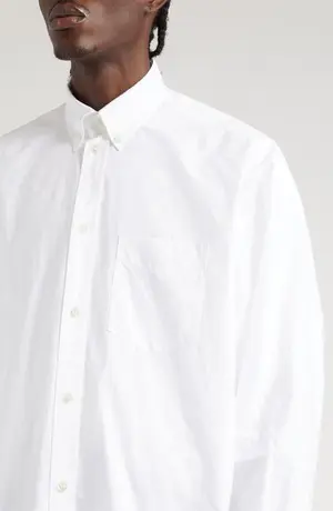 Balenciaga Oversize Logo Back Cotton Poplin Button-down Shirt