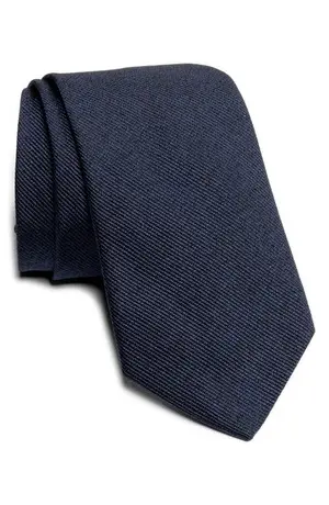 JACK VICTOR Bowman Solid Silk Blend Tie - Navy