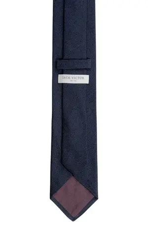 JACK VICTOR Bowman Solid Silk Blend Tie - Navy