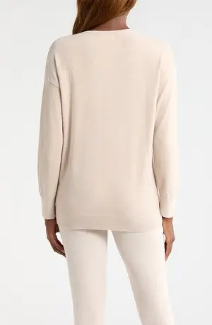 Barefoot Dreams High-low Hem V-neck Pullover Sweater - Stone