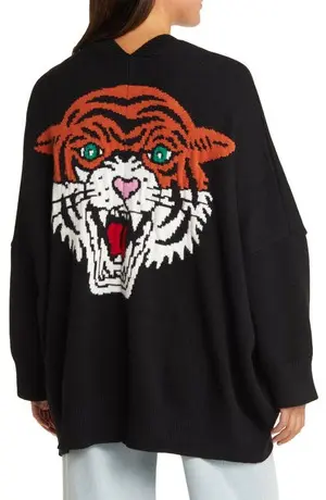 DRESSED IN LALA Tiger Oversize Cardigan