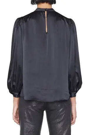 FRAME Mock Neck Silk Blouse