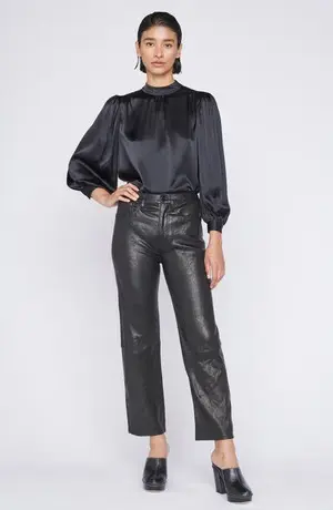 FRAME Mock Neck Silk Blouse