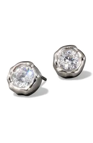 Alexis Bittar Asterales Molten Bezel Stud Earrings - Silver