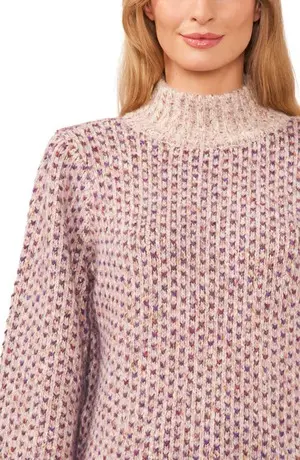 CECE DUPRAZ Jacquard Blouson Sleeve Sweater
